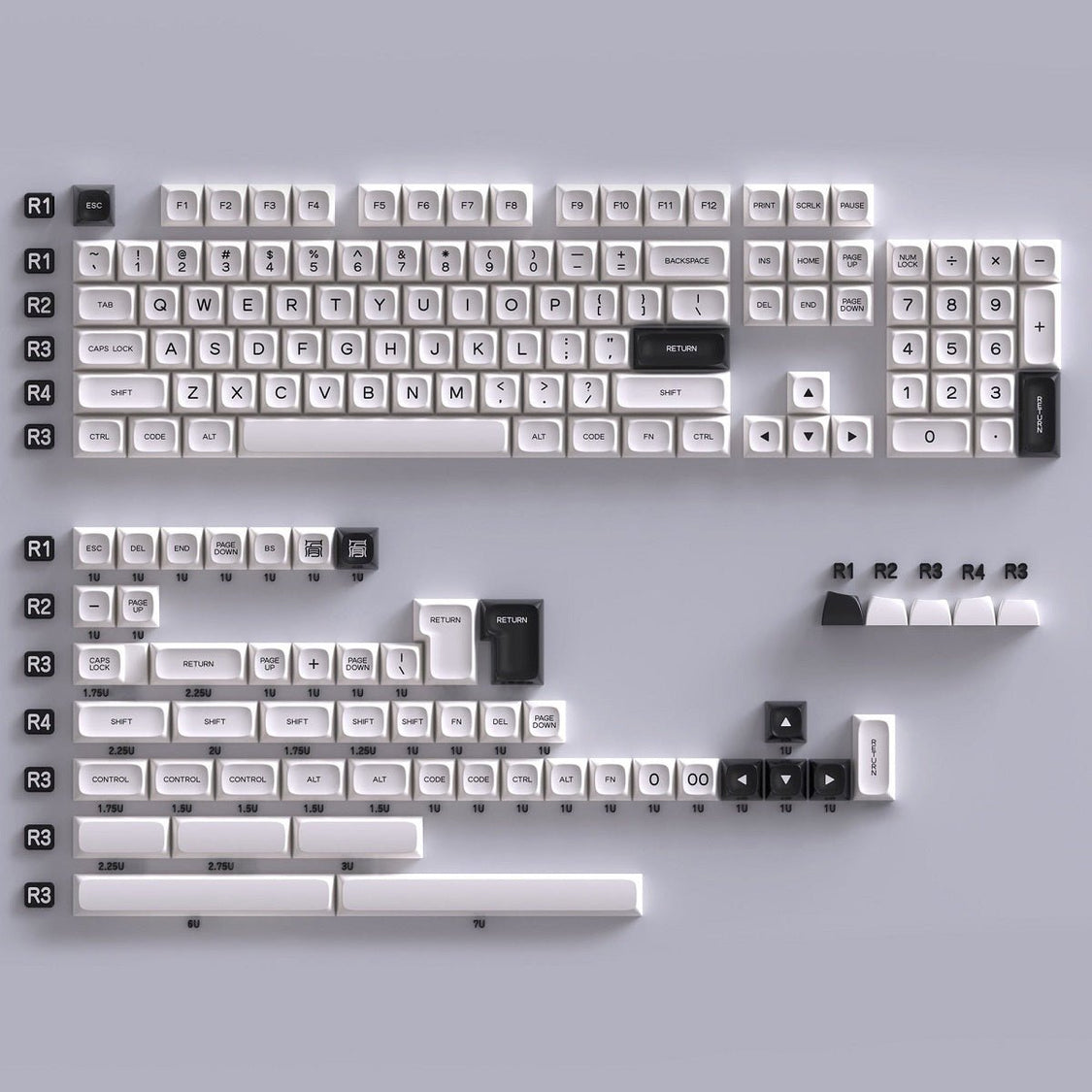 PGA Black and White Keycap Set Doubleshot ABS – Divinikey